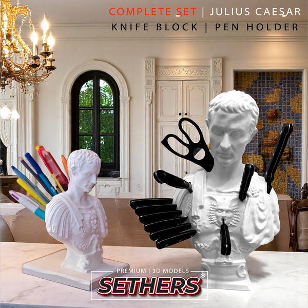 Julius Caesar Knife Block Pen Holder | Complete Set | 3D Printing File
