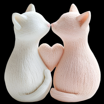 Kissing Kittens Cats | Knitted Crochet | 3D Printer Model Files