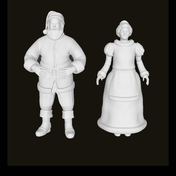 Santa and Mrs. Claus Figures Christmas Decor | 3D Printer Model Files