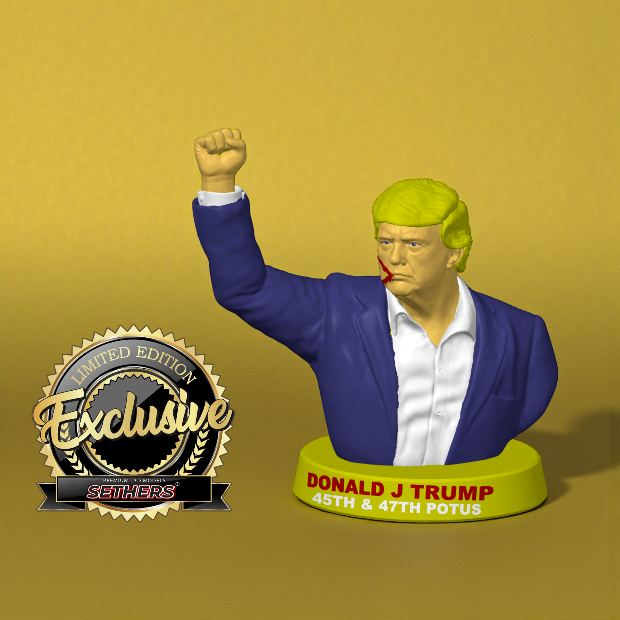 President Donald J. Trump Fist Raised Diorama | 3D Printer Model Files