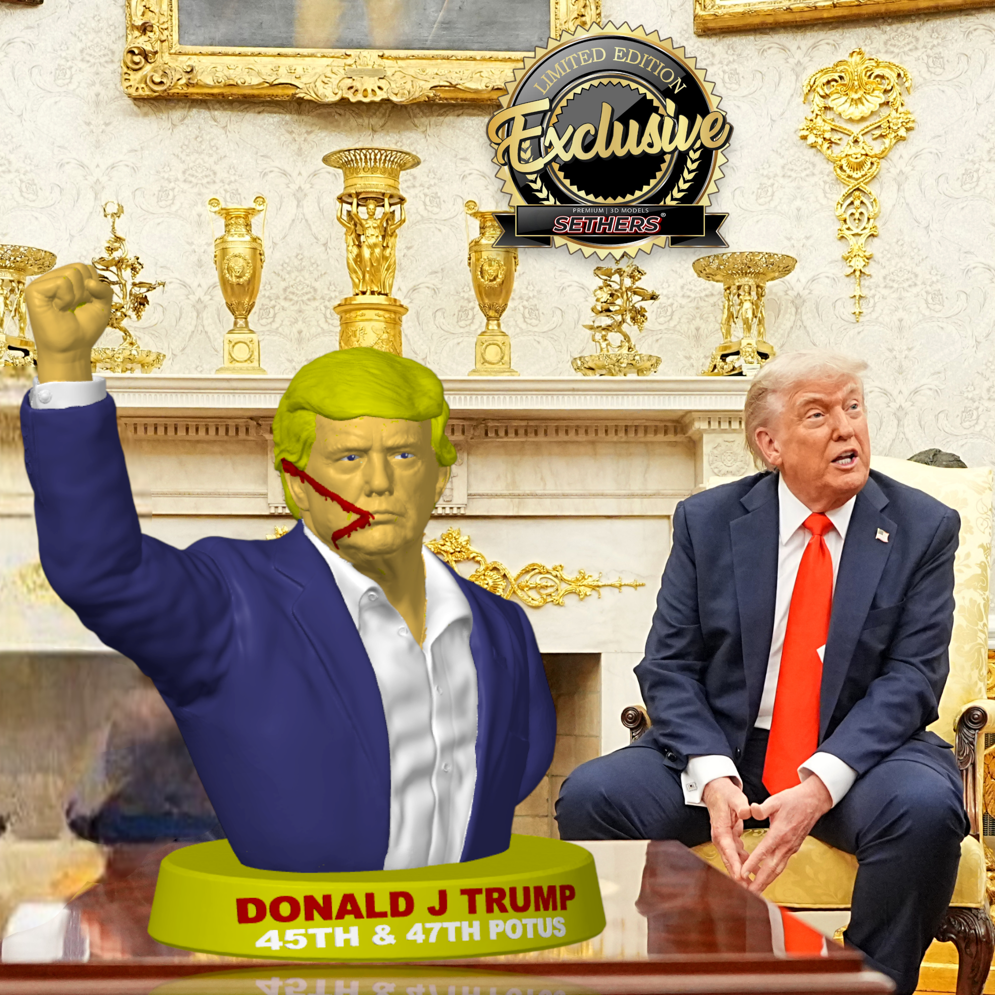 President Donald J. Trump Fist Raised Diorama | 3D Printer Model Files