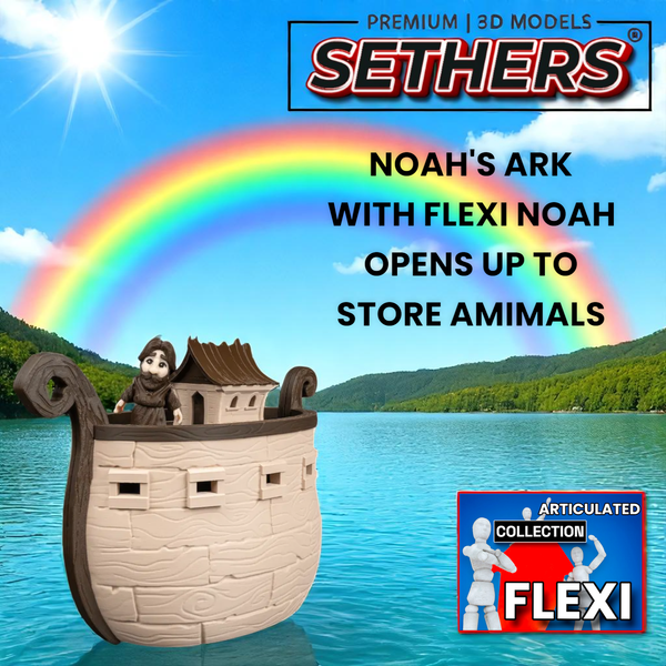 Ark with Inside Animal Storage and Noah | Noah's Ark | 3D Printing Mod