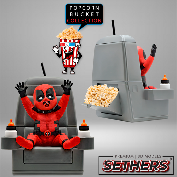 Baby Deadpool | Popcorn Bucket | 3D Printer Model Files