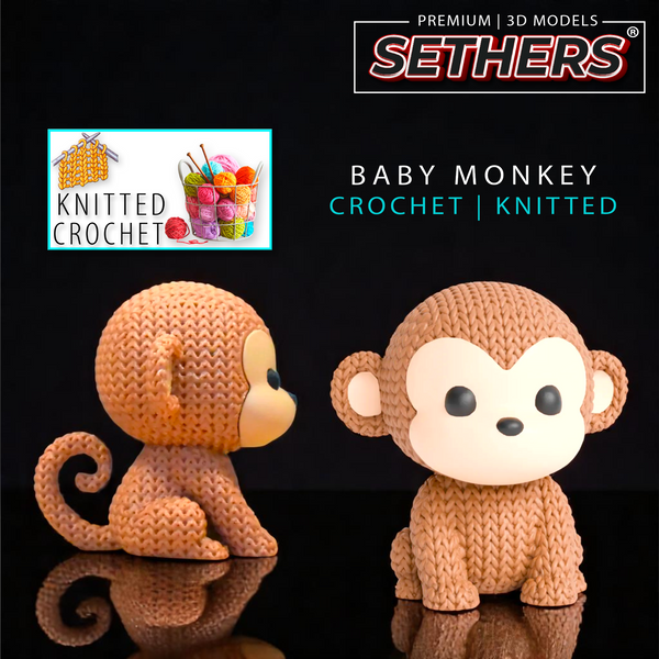 Baby Monkey | Crochet Knitted | 3D Printer Model Files