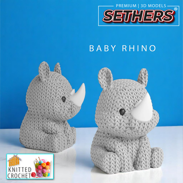Baby Rhino | Crochet Knitted | 3D Printing STL Model Files