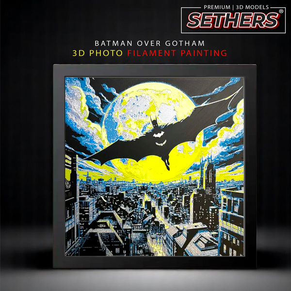 Batman Over Gotham | 3D Photo Filament Painting | STL Model Files