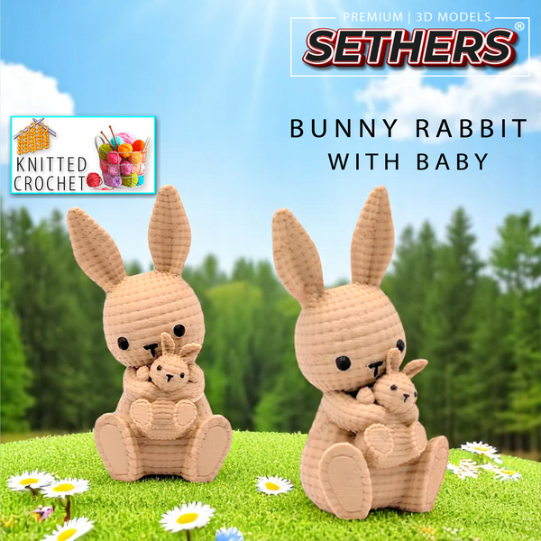 Bunny Rabbit with Baby | Crochet Knitted | 3D Printing STL Model Files