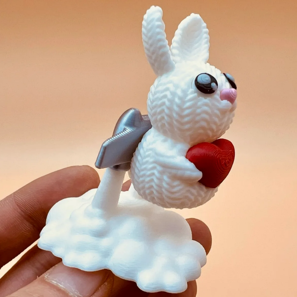 Bunny Rabbit with Jet Pack and Heart | Crochet Knitted | 3D Printer Mo