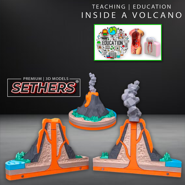 Inside a Volcano | Teaching Education Tools | 3D Printer Model File