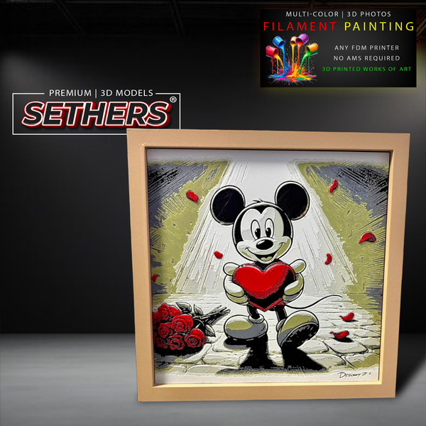 Mickey Mouse in Love | Photo Filament Painting | 3D Printer Model File