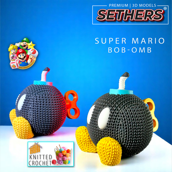 Super Mario Bob-omb | Crochet Knitted | 3D Printing STL Model Files