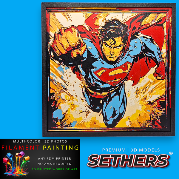 Superman | 3D Photo Filament Painting | 3D Printing Model Files