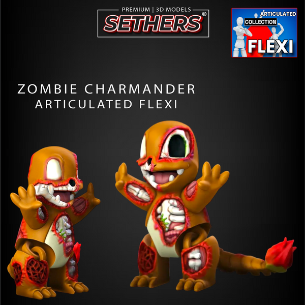 Zombie Charmander | Flexi Articulated | 3D Printer Model Files