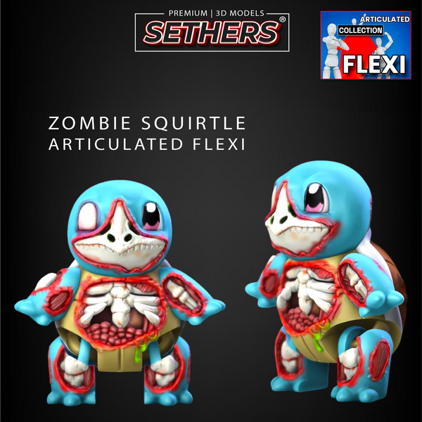 Zombie Squirtle | Flexi Articulated | 3D Printer Model Files
